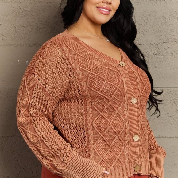 heyson | Sweaters | Heyson Soft Focus Full Size Wash Cable Knit ...